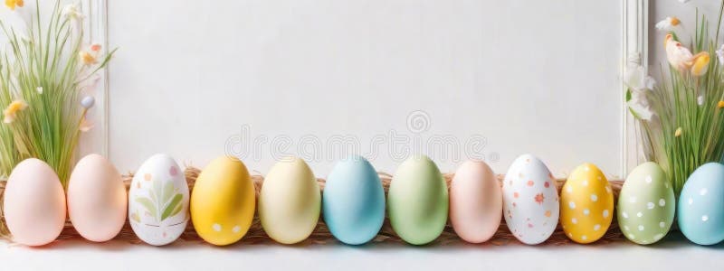 Beautiful Easter Card Banner Frame with Eggs and Copy Space Stock ...