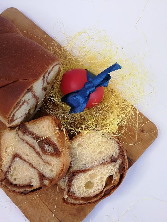 Beautiful Easter Card. Basket with Easter Eggs. Easter Bread Stock ...