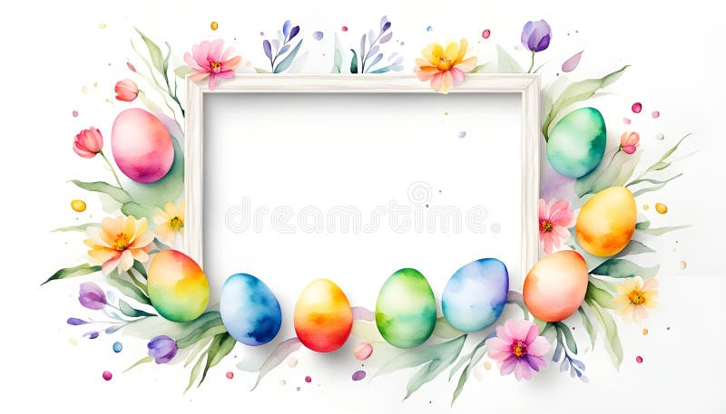 Beautiful Easter Card Frame with Copy Space on White Stock Illustration ...