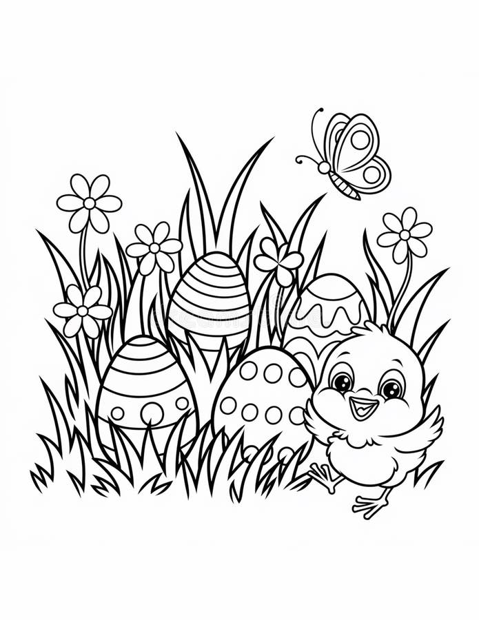 Beautiful Easter Coloring Book for Kids Stock Illustration ...