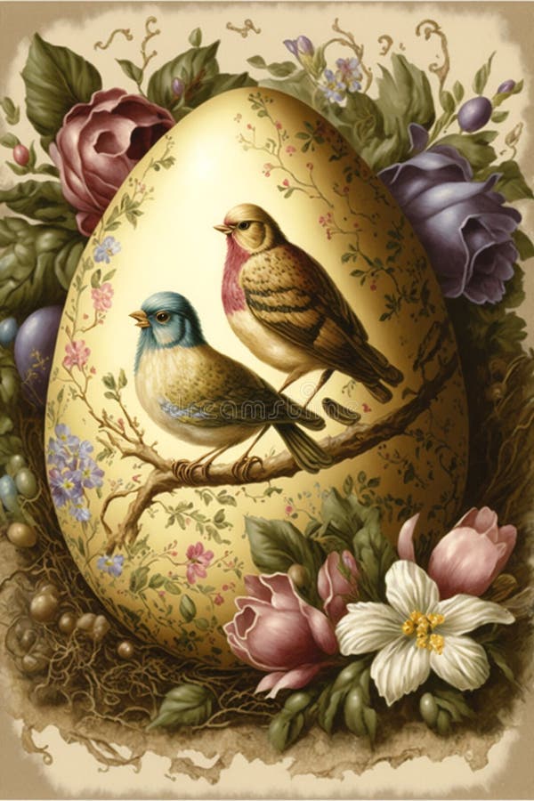 Beautiful Easter Egg with Birds. AI Generated Stock Illustration ...