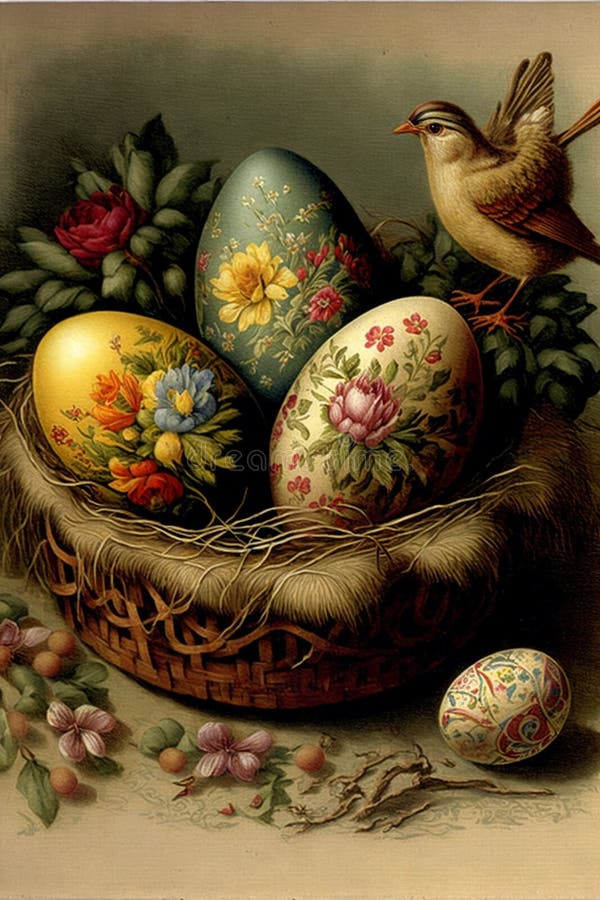 Beautiful Easter Egg with Birds. AI Generated Stock Illustration ...