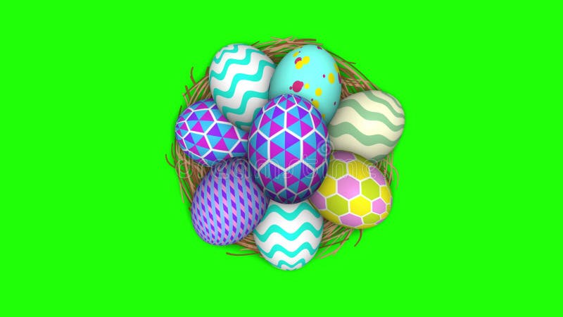 Beautiful Easter Eggs in Birds Nest on Green Screen Stock Footage ...