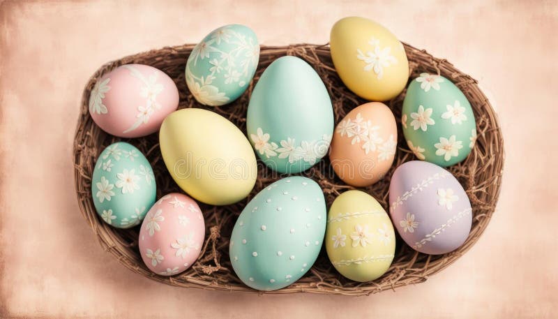 Beautiful Easter Eggs with Copy Space Stock Illustration - Illustration ...