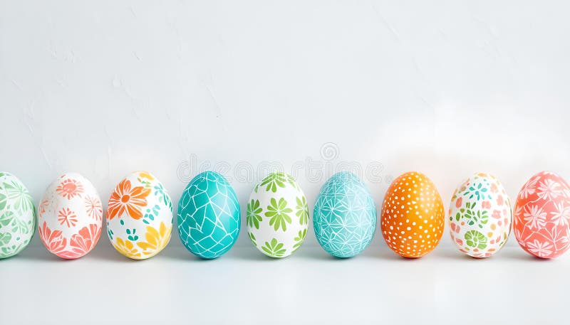 Beautiful Easter Eggs with Copy Space on White Stock Illustration ...