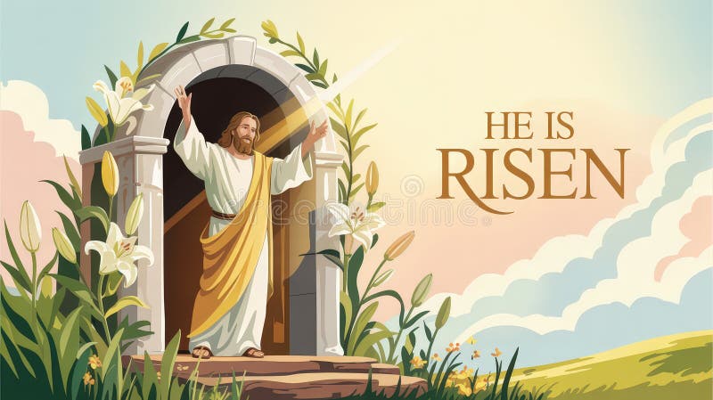 Easter Greeting Card Depicting the Resurrection Theme with Vivid Colors ...