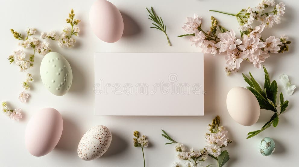 Beautiful Easter Greeting Card Template with Soft Floral and Egg ...