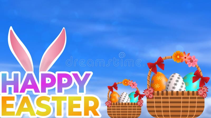 Beautiful Easter Greeting Image with Decorated Eggs Isolated on Green ...