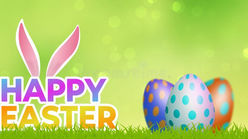 Beautiful Easter Greeting Image with Decorated Eggs Isolated on Green ...
