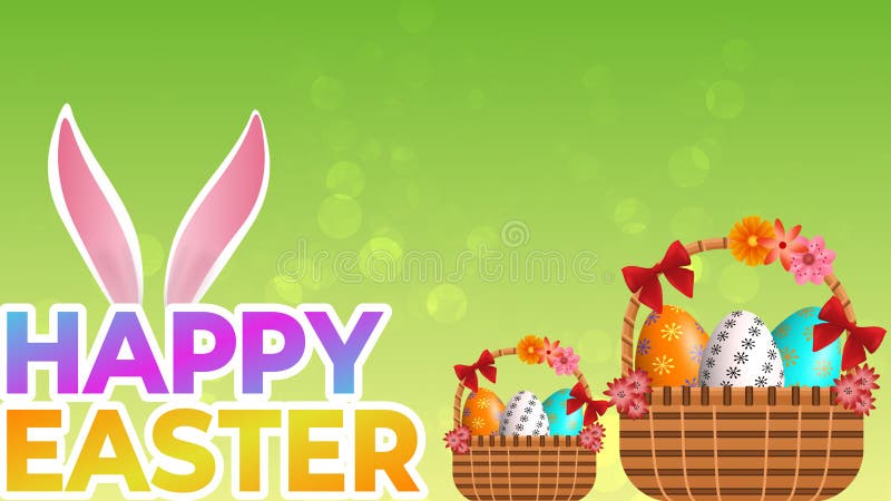 Beautiful Easter Greeting Image with Decorated Eggs Isolated on Green ...