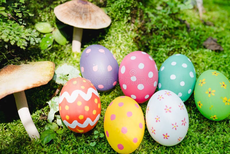 Beautiful Easter Multi Color Egg on Garden Green Grass Stock Photo ...