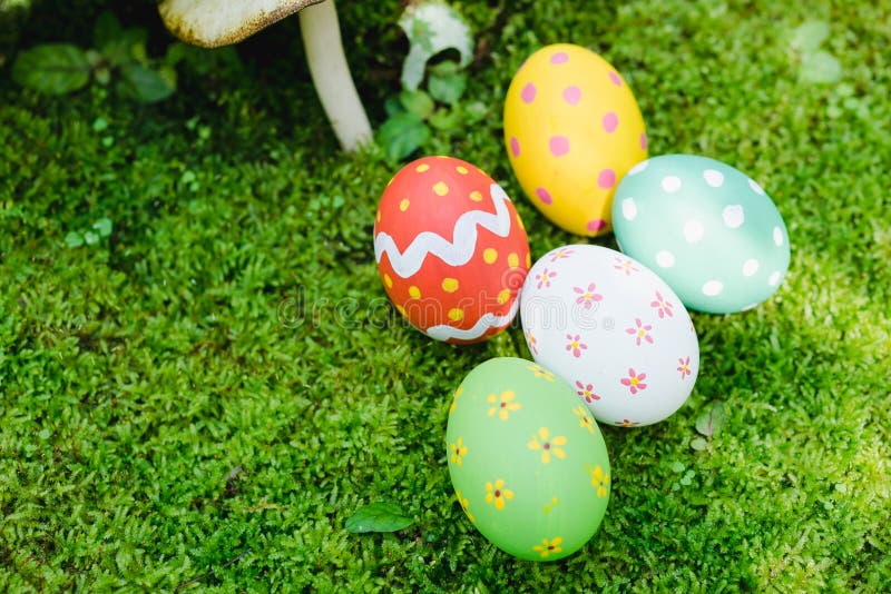 Beautiful Easter Multi Color Egg on Garden Green Grass Stock Image ...
