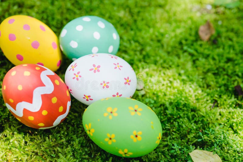 Beautiful Easter Multi Color Egg on Garden Green Grass Stock Photo ...