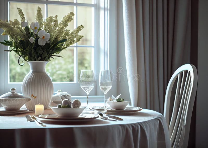 Beautiful Easter Table Setting with Festive Decor Indoors. AI Generated ...