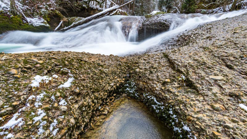 The Beautiful Eistobel in Winter Stock Image - Image of cascade, flux ...