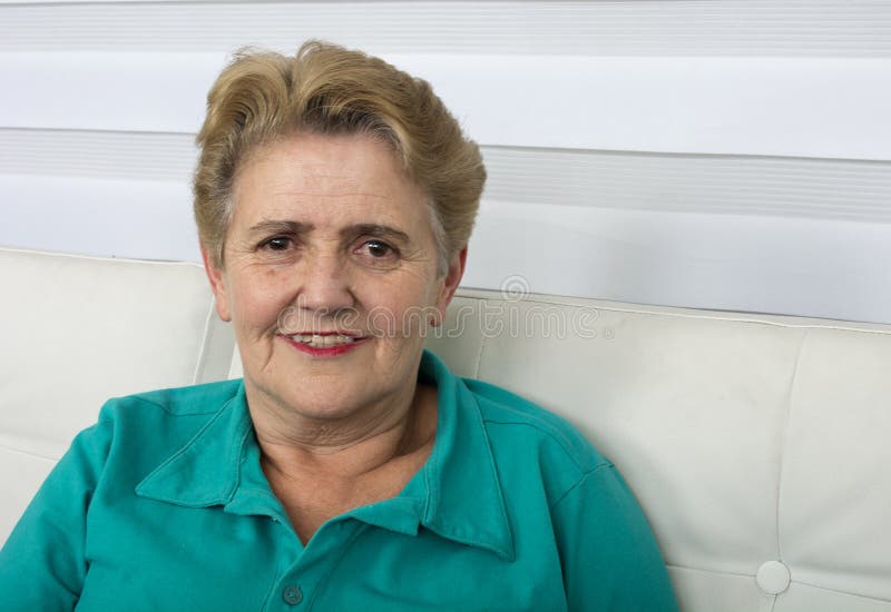 Beautiful elderly lady. stock photo. Image of glad, indoors - 95998146