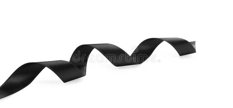 Beautiful Elegant Black Ribbon Isolated on White Stock Photo - Image of ...