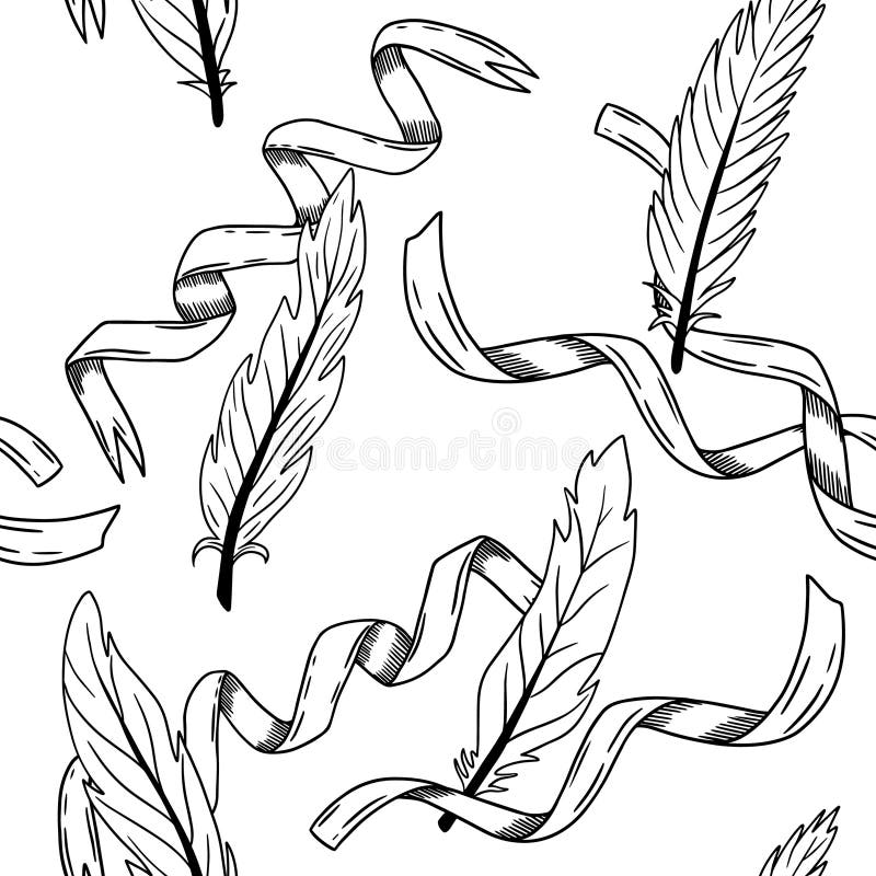 A Beautiful and Elegant Feather and Ribbon Pattern Design for Various ...