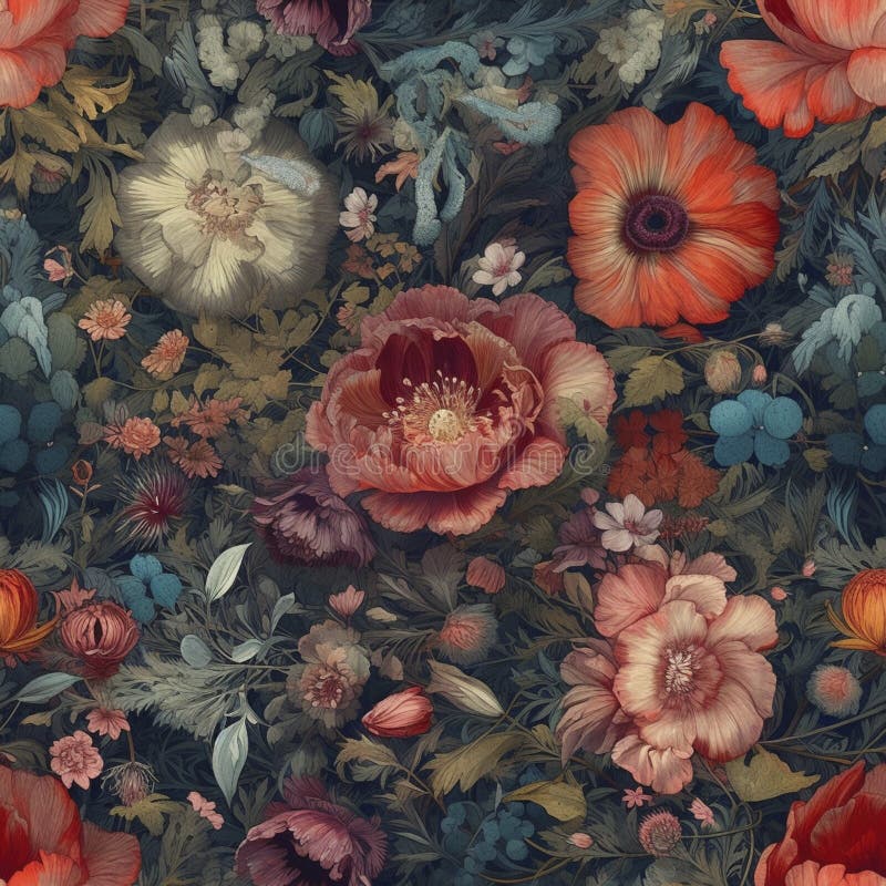 Beautiful Elegant Flower Seamless Pattern, Created with Generative AI ...