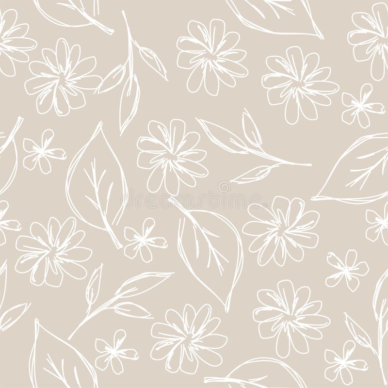Beautiful Elegant Hand Draw Flowers Vector Background Pattern Seamless Stock Illustration ...