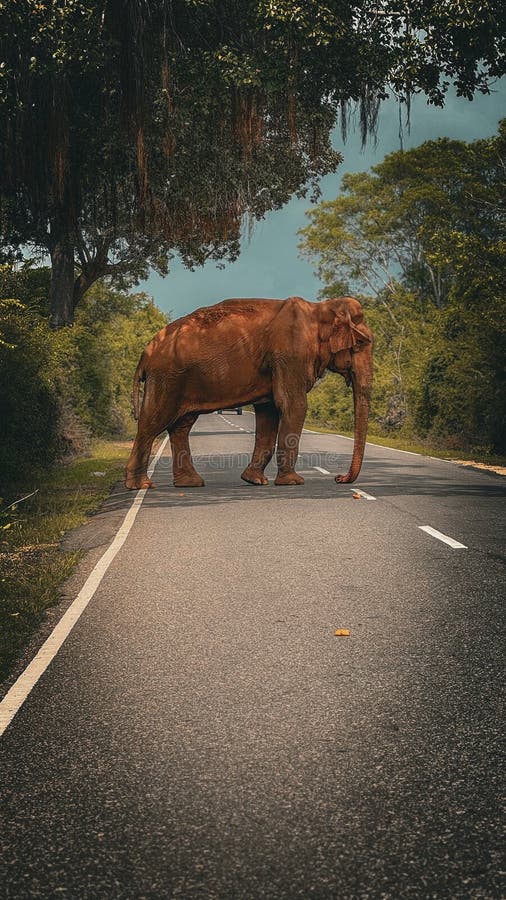 A Beautiful Elephant on the Road in Sri Lanka Stock Image - Image of ...
