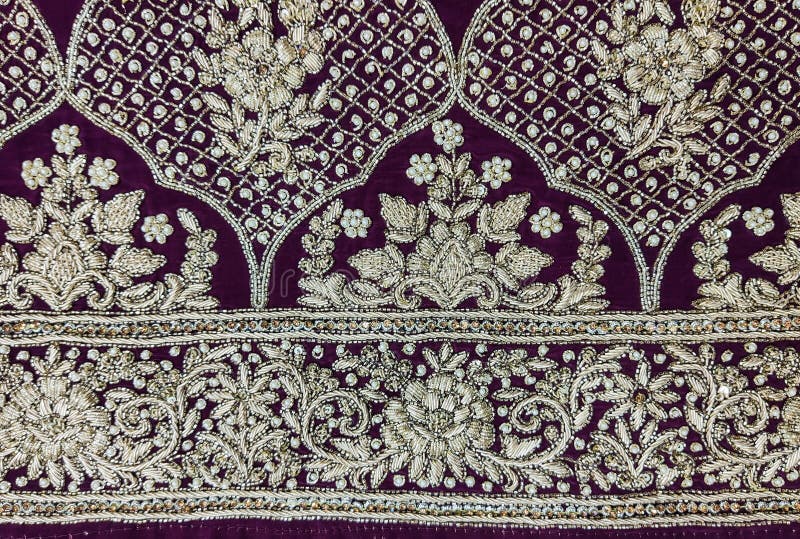 Beautiful Embroidered Pattern of Zardozi Embroidery Stock Photo - Image ...