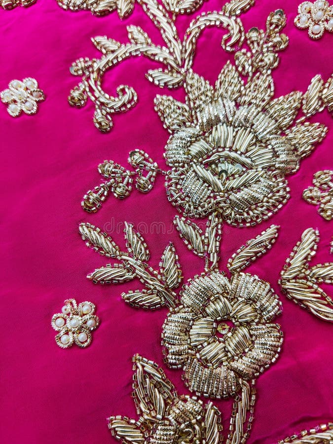 Beautiful Embroidered Pattern of Zardozi Embroidery Stock Image - Image ...