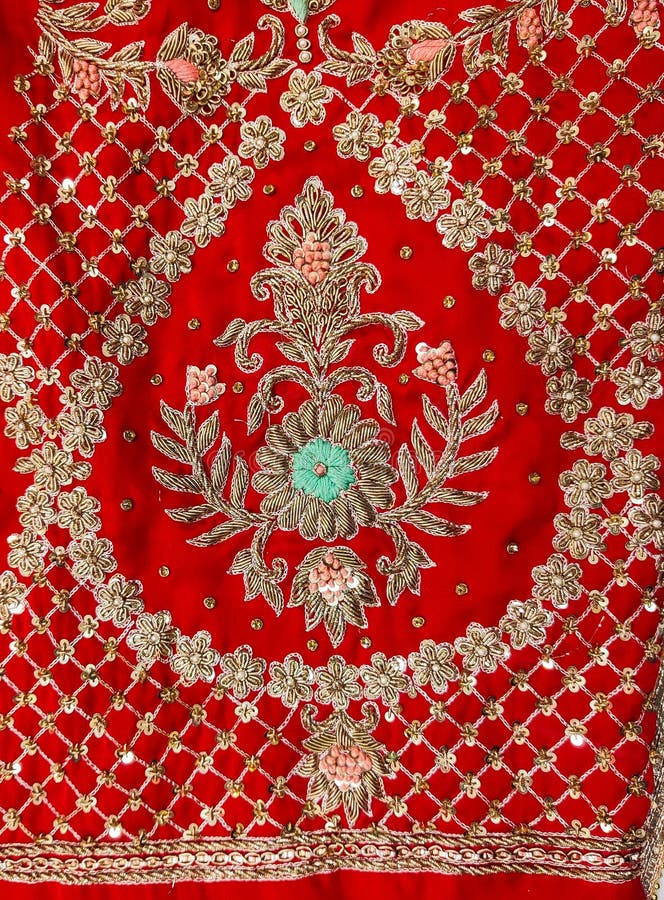 Beautiful Embroidered Pattern of Zardozi Embroidery Stock Image - Image ...