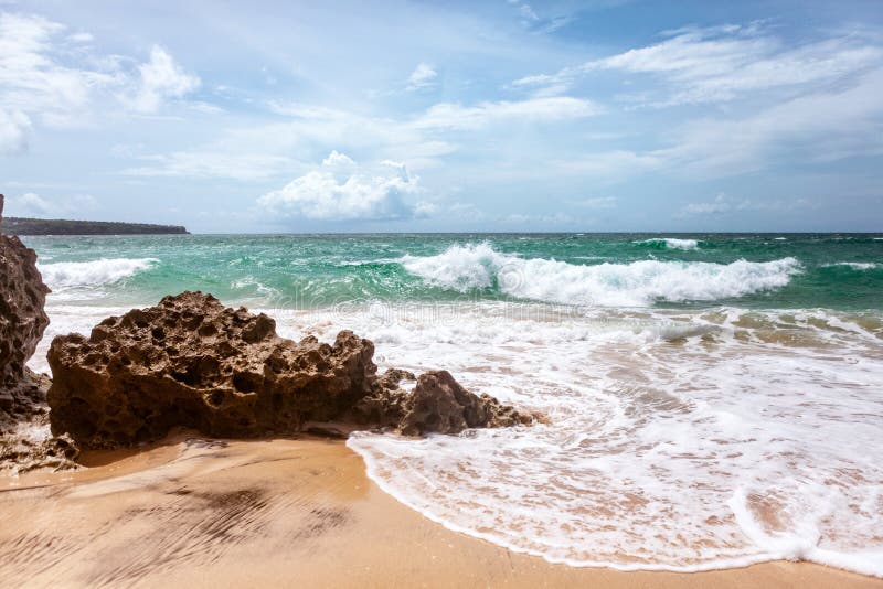 Beautiful empty beach stock photo. Image of foam, bali - 119631730
