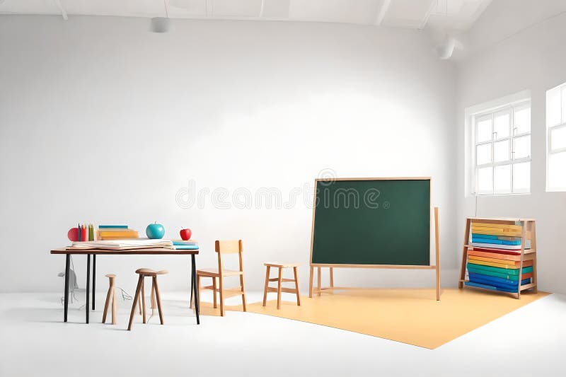 A Beautiful Empty Classroom with Modern Setup.featuring Desk, Chair ...