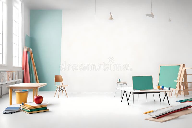 A Beautiful Empty Classroom with Modern Setup.featuring Desk, Chair ...