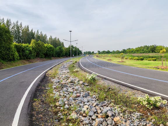 Beautiful Empty Road with Nature and Blue Sky Stock Photo - Image of ...