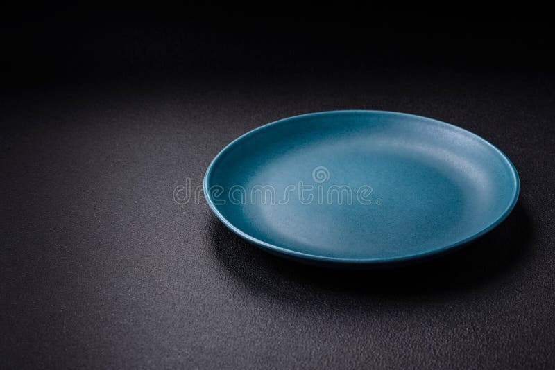 Beautiful Empty Round Ceramic Plate on a Concrete Background Stock ...