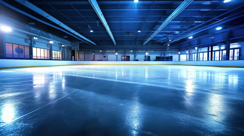 Beautiful Empty Winter Background and Empty Ice Rink with Lights ...