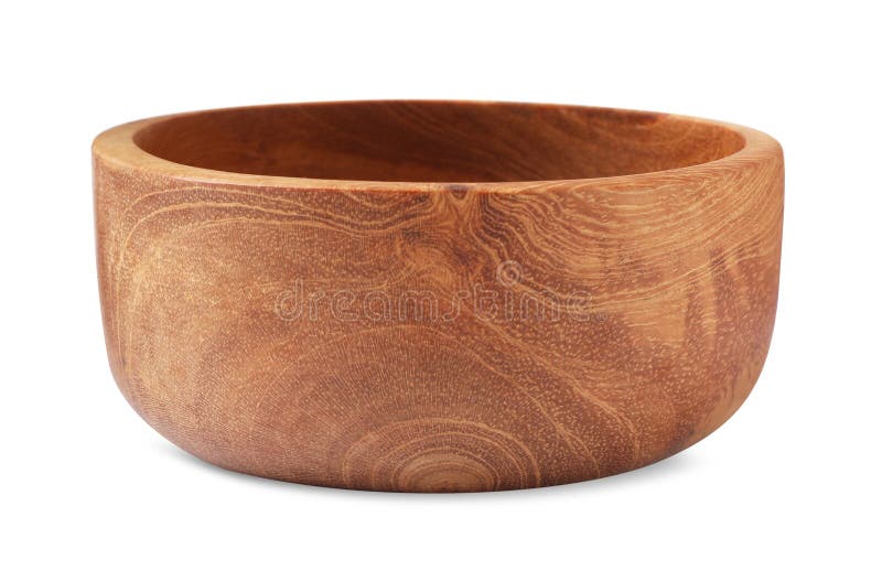 Beautiful Empty Wooden Bowl Isolated on White Stock Image - Image of ...
