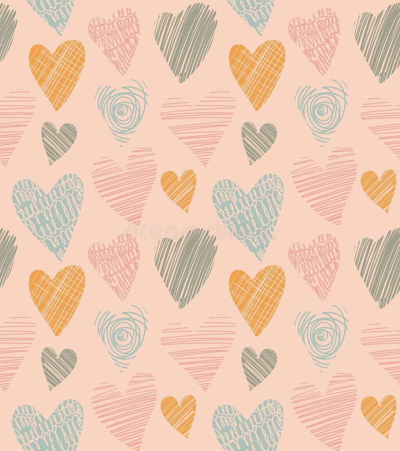 Romantic Cute Pattern with Hearts. Doodle Heart. Abstract Love ...