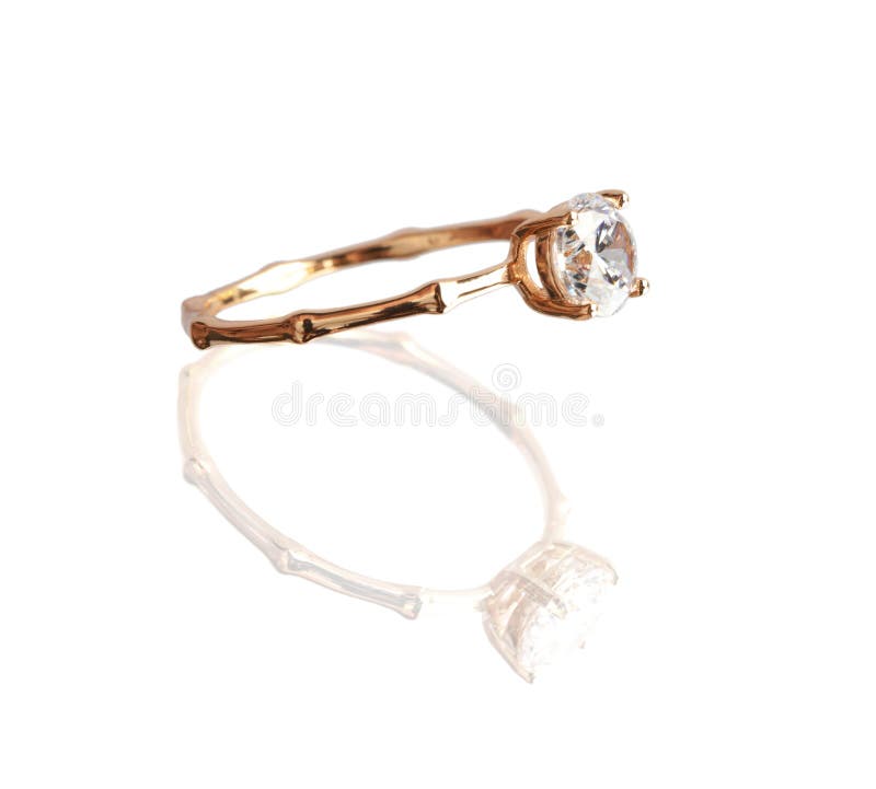 Beautiful Engagement Ring with Gemstone on Mirror Stock Image - Image ...