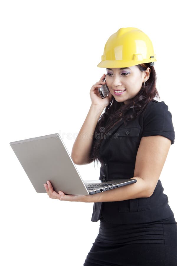 Engineer with mobile phone stock image. Image of phone - 10776527