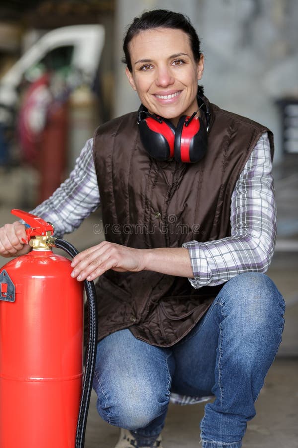 Beautiful Engineer or Technician Woman Smiling Stock Photo - Image of ...