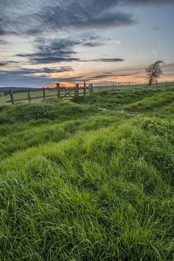 Beautiful English Countryside Landscape Over Fields at Sunset Stock ...