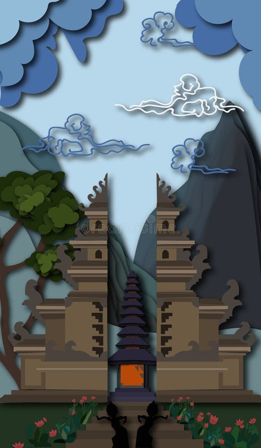 Beautiful Environment in Gapura Bali Art Stock Illustration ...