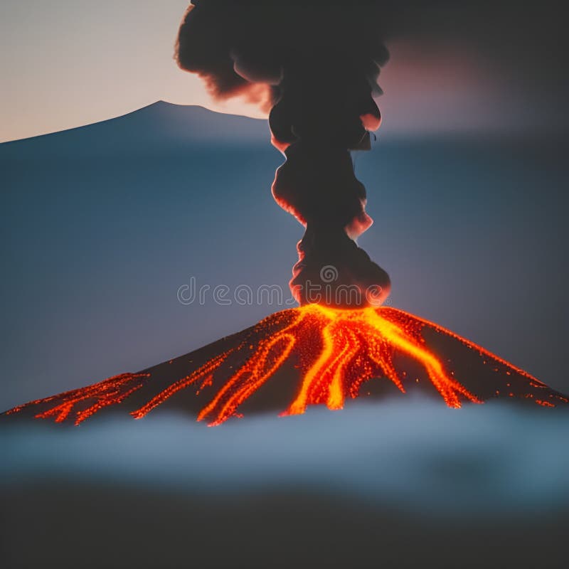 Erupting Volcano with Smoke Created Using Generative AI Stock Image ...