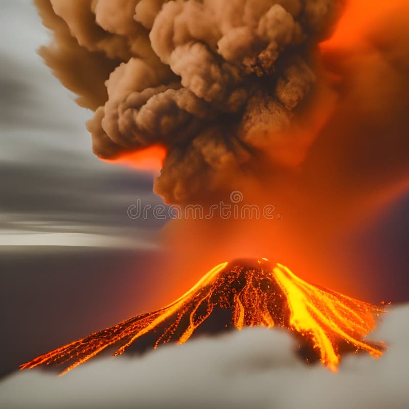 Erupting Volcano with Smoke Created Using Generative AI Stock Photo ...