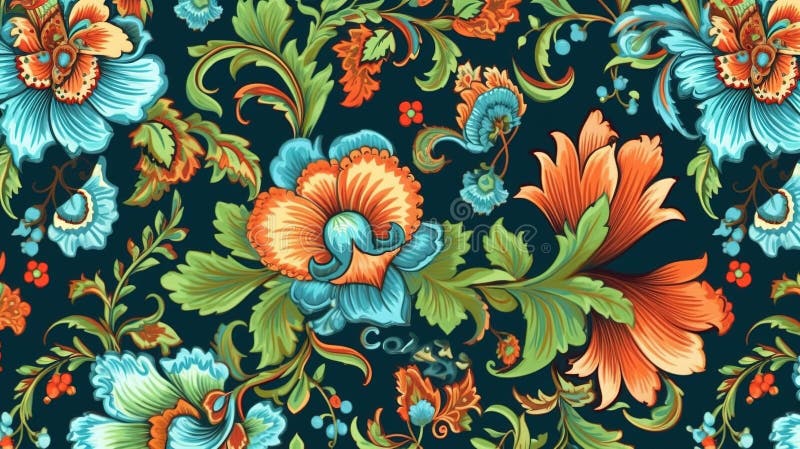 Beautiful Ethnic Flower Seamless Pattern.AI Generated Stock ...