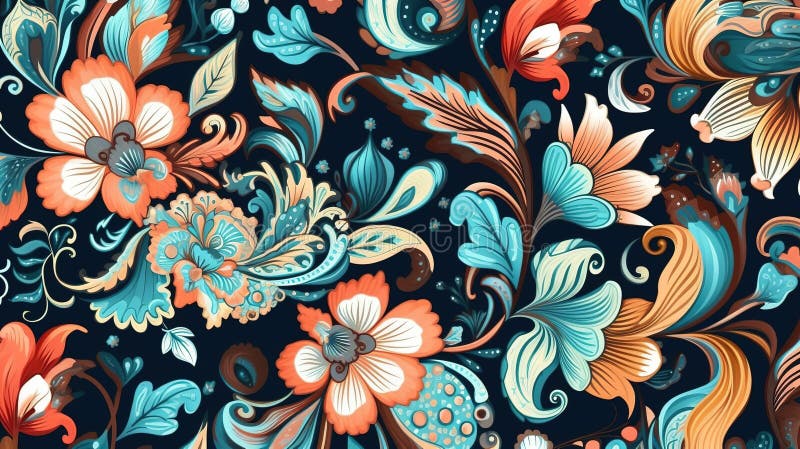 Beautiful Ethnic Flower Seamless Pattern.AI Generated Stock ...