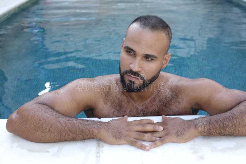 Beautiful Ethnic Man in the Swimming Pool Stock Image - Image of ...