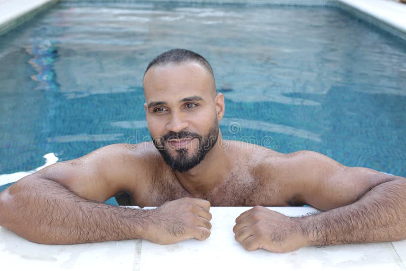 Beautiful Ethnic Man in the Swimming Pool Stock Image - Image of ...