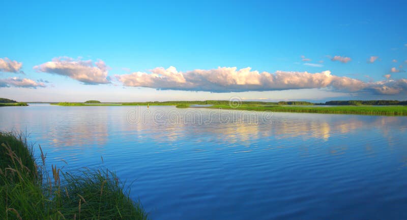 Beautiful Evening on the Lake Stock Photo - Image of mirror, sunrise ...