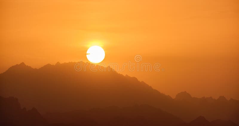 Beautiful Evening Panoramic Landscape with Bright Setting Sun Over ...