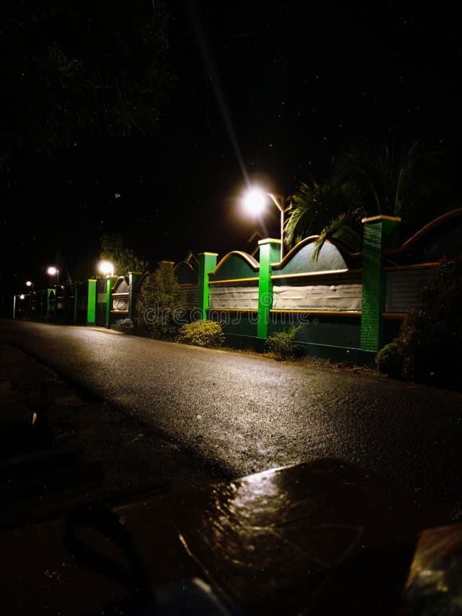 Beautiful Evening after the Rain Looks the Road is Still Wet Stock ...